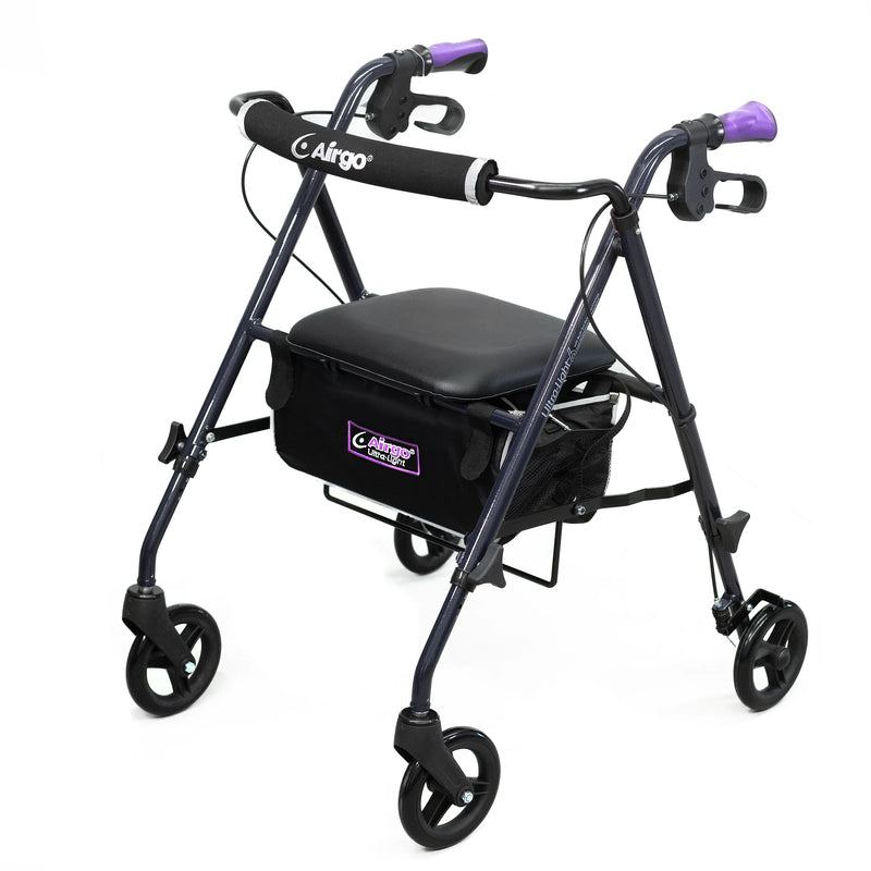 Ultra Light Mobility Rollator Wheelie Walker Eggplant Airgo