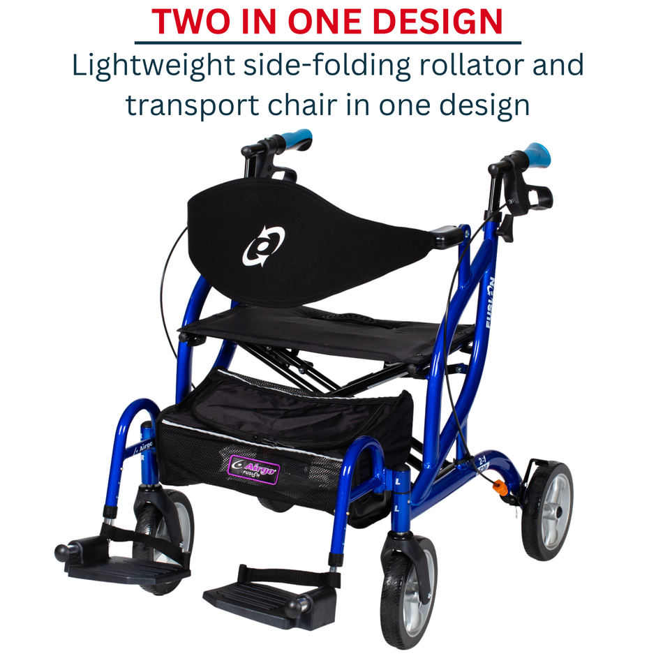 Airgo Fusion Side 2 in 1 Folding Wheelie Walker Rollator and Transport ...