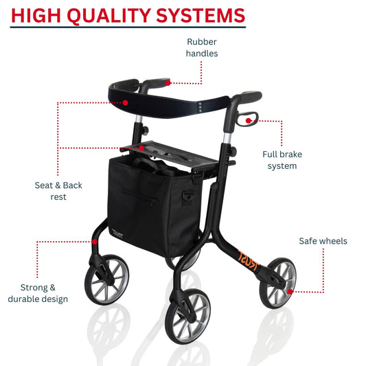 Let's Move Lightweight Rollator Mobility Wheelie Walker - Trust Care ...