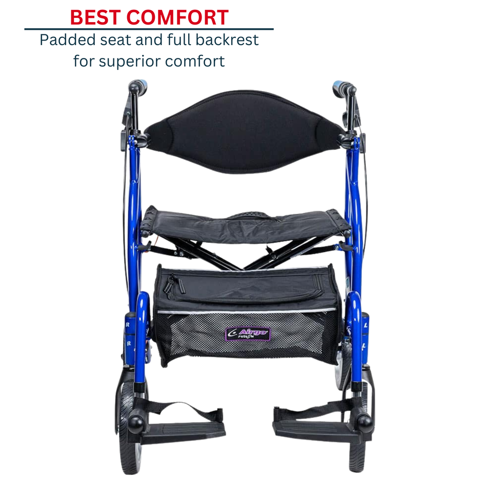 Airgo Fusion Side 2 in 1 Folding Wheelie Walker Rollator and Transport ...