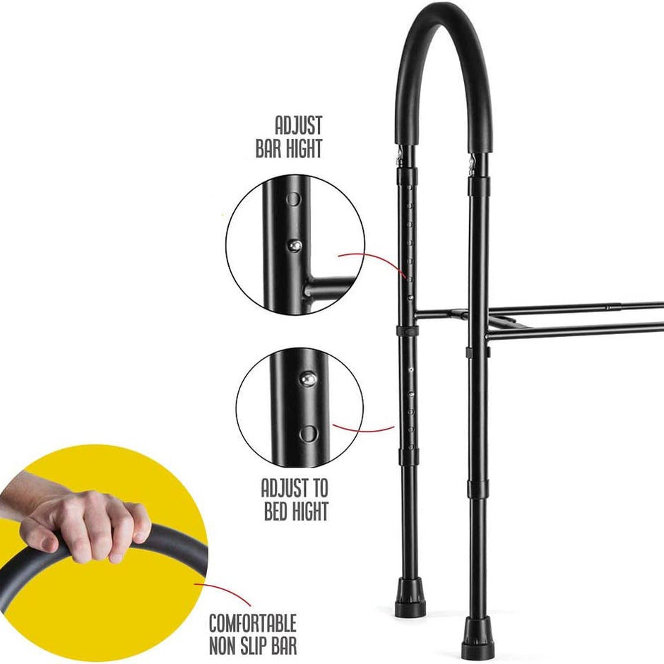 Height Adjustable Hand Bed Rail with Pouch – Rapid medical