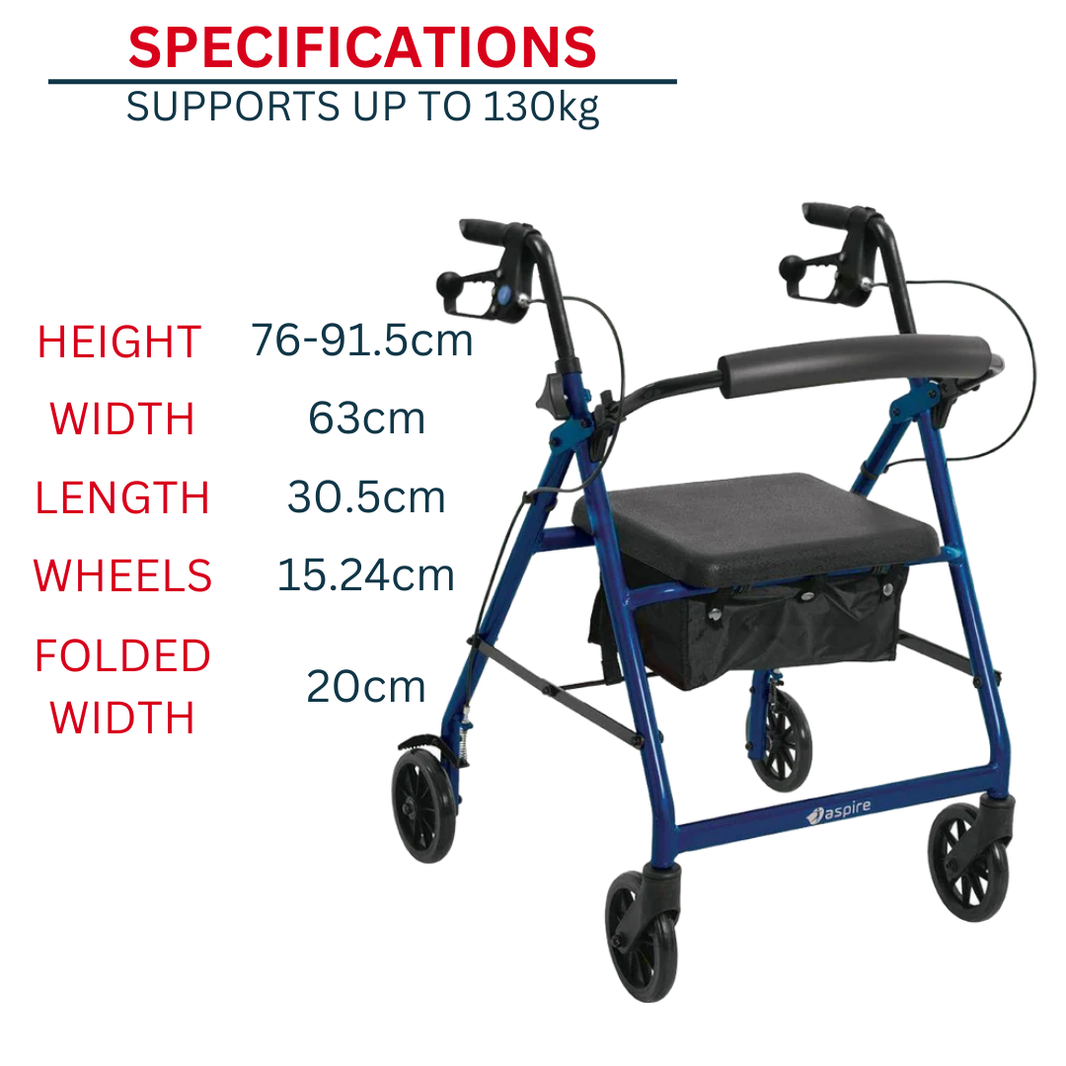 Aspire Classic 6" Seat Mobility Wheelie Walker Rollator – Rapid medical